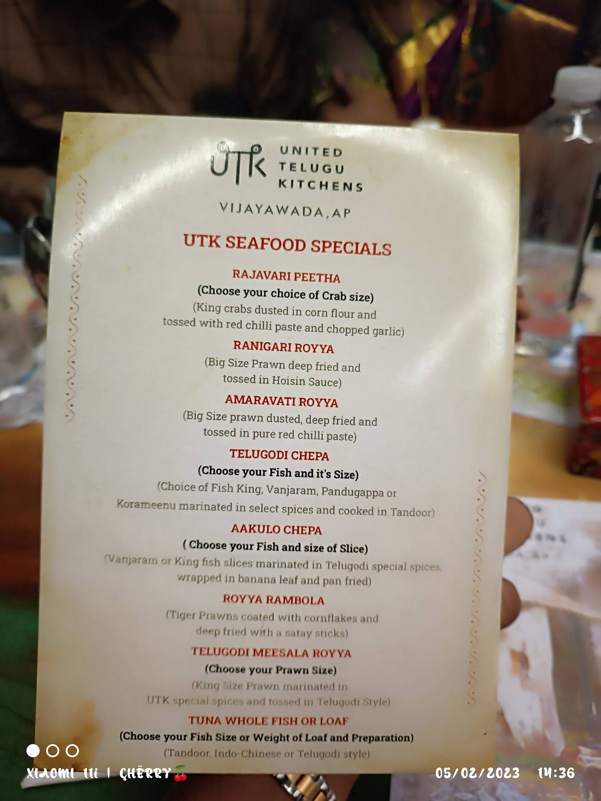 Menu at United Telugu Kitchens (UTK), Vijayawada