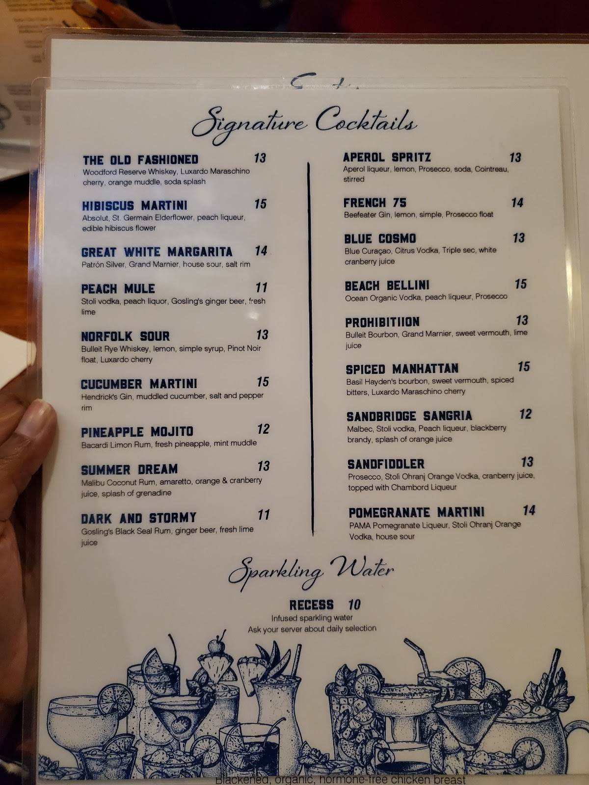 Menu at Blue Seafood & Spirits pub & bar, Virginia Beach