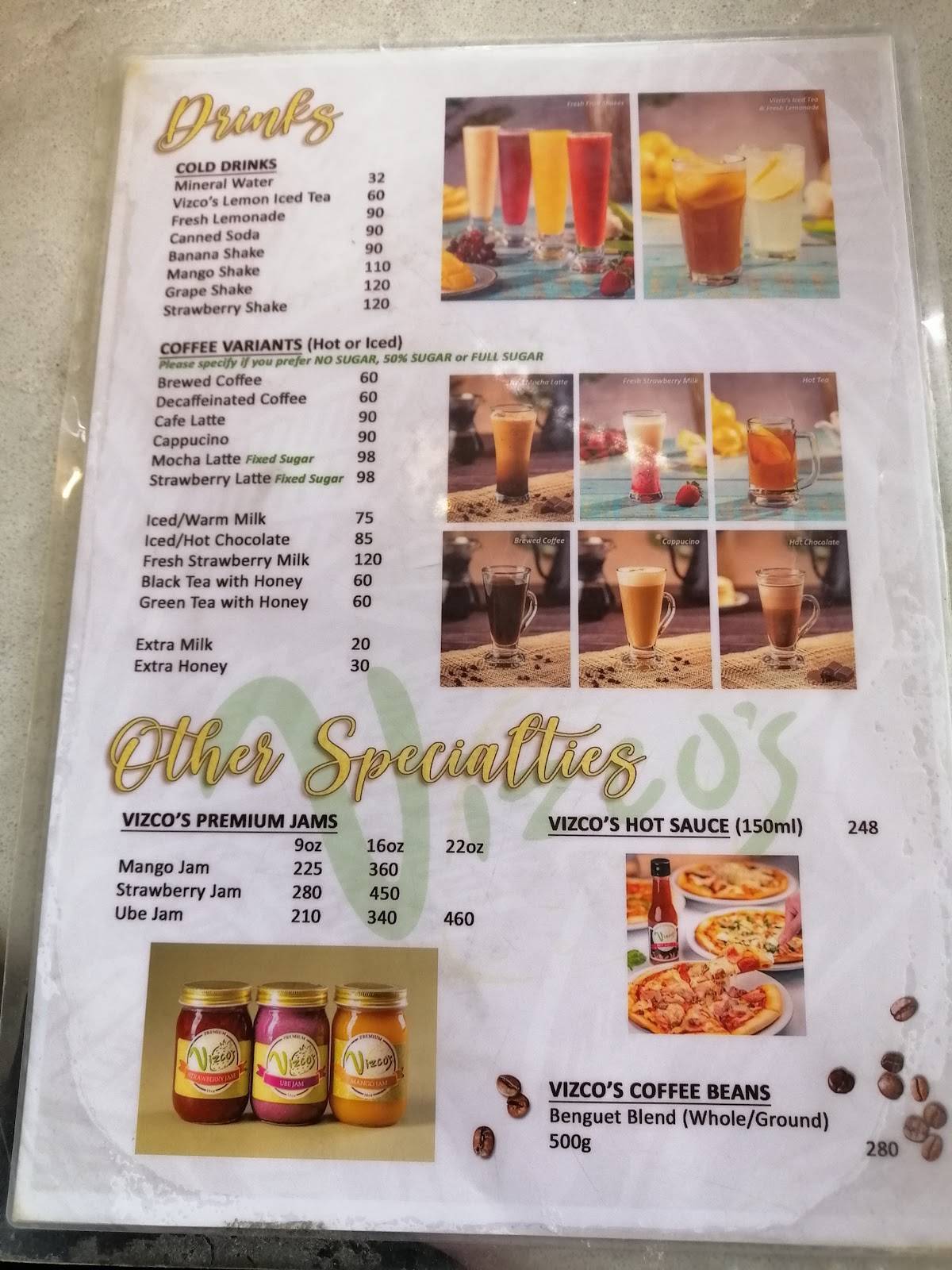 Menu at Vizco's Restaurant & Cake Shop, Baguio