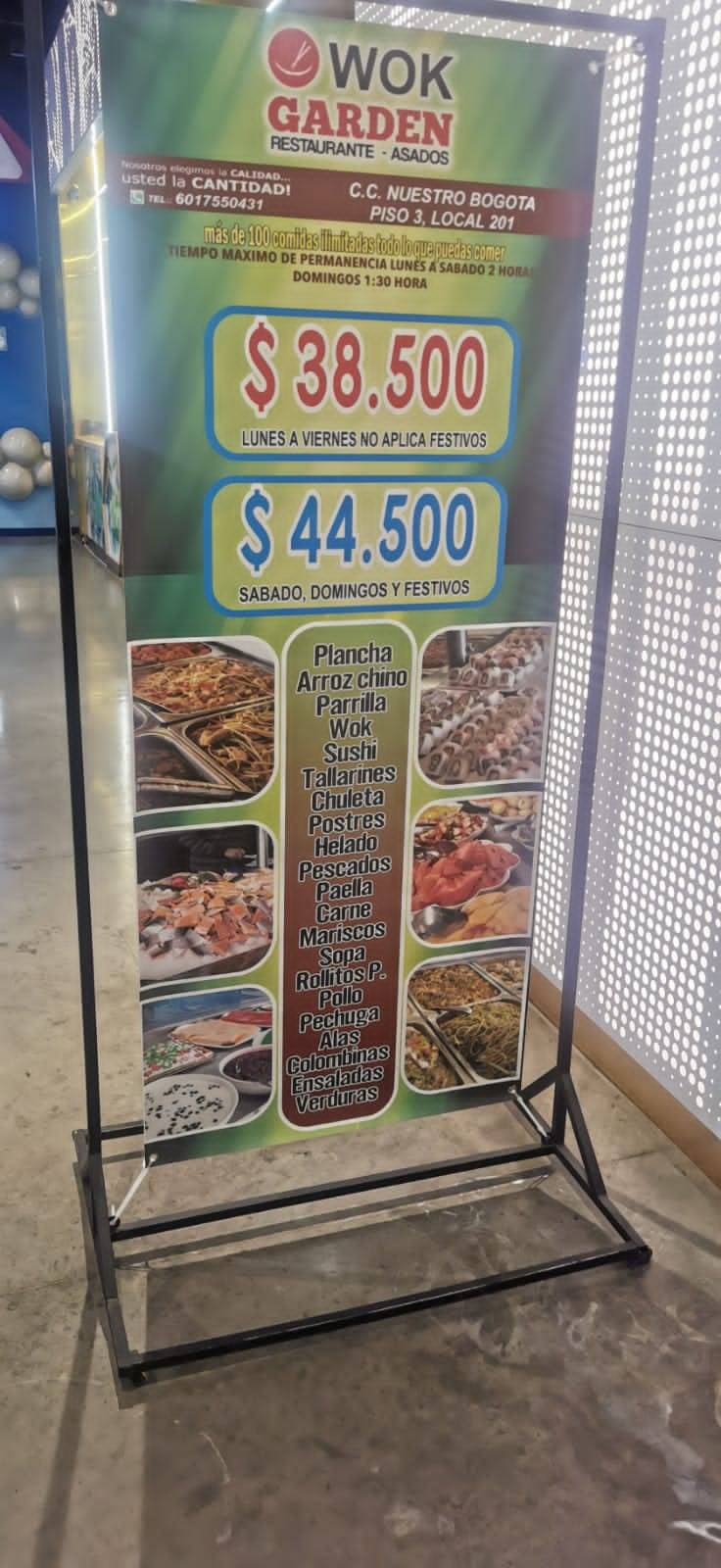 Carta del restaurante WOK GARDEN EL EDÉN, Bogotá, Av. Boyacá #12a75