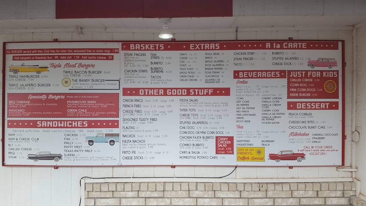Menu at Wagon Wheel Drive In restaurant, Big Spring