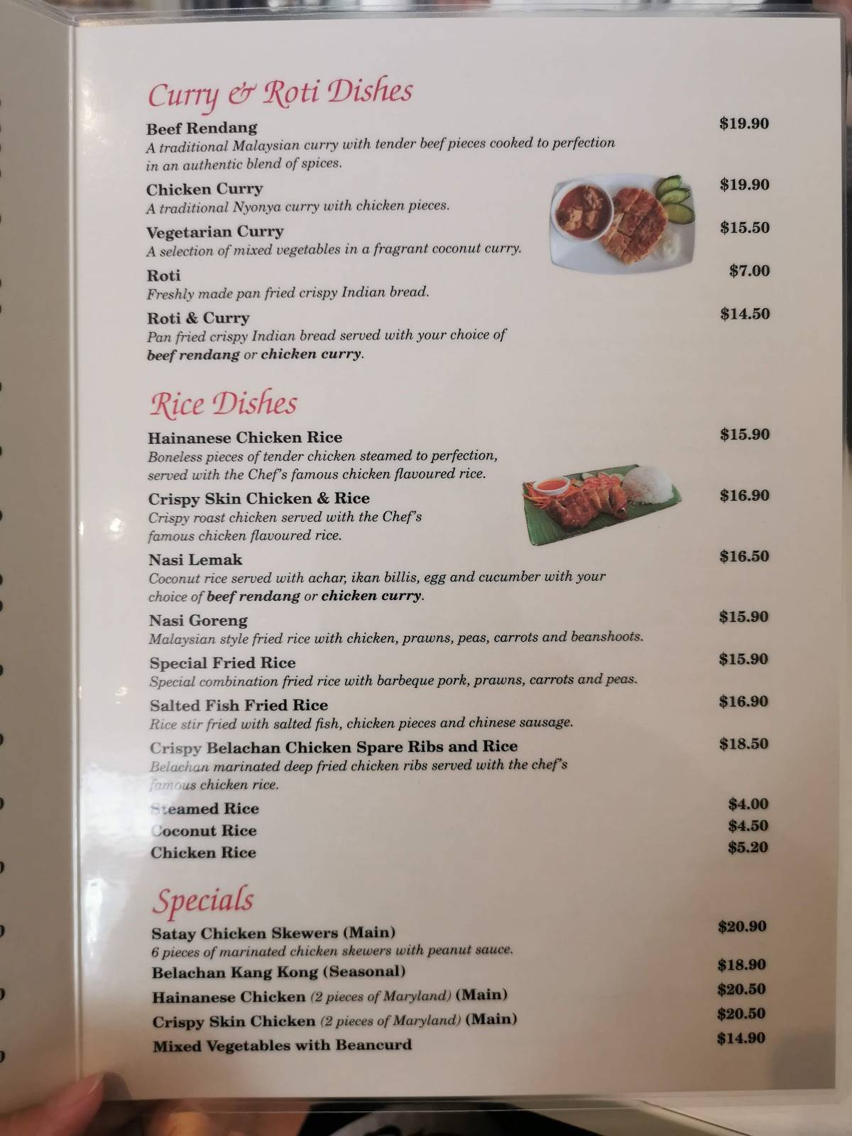 Menu at Straits Cafe Malaysian Restaurant, Wantirna South
