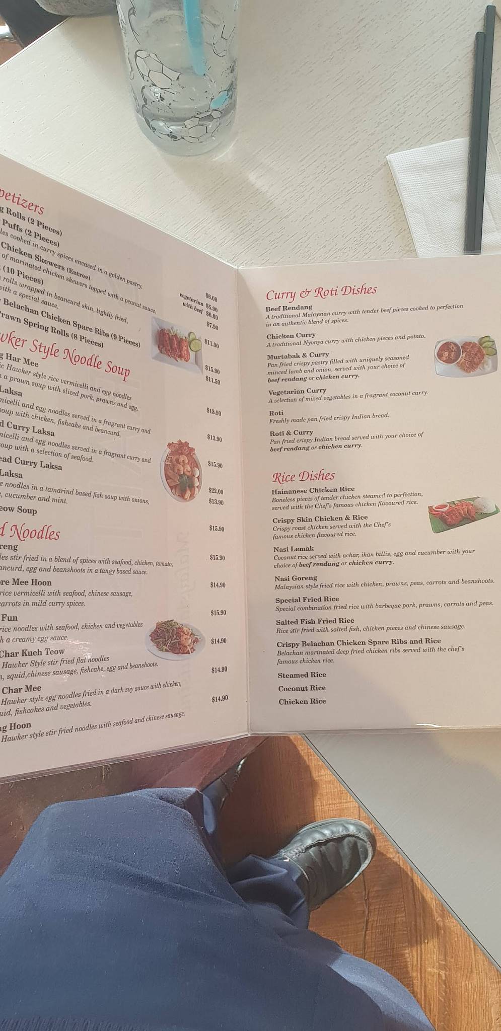 Menu at Straits Cafe Malaysian Restaurant, Wantirna South