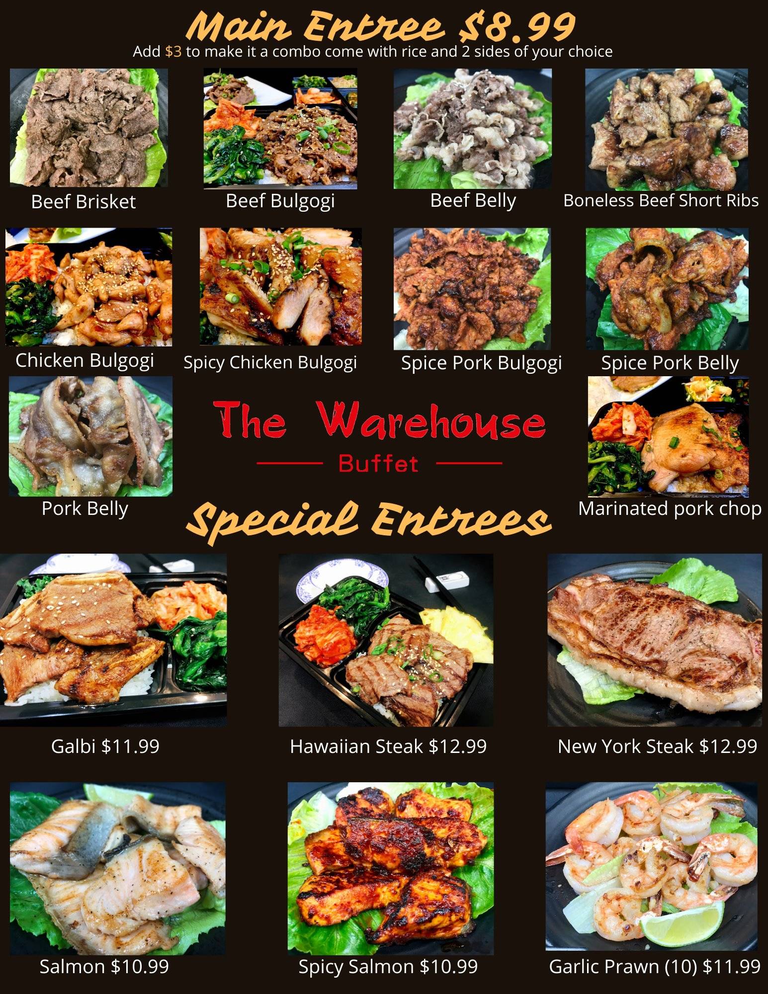 Menu at Warehouse Buffet BBQ, Foster City
