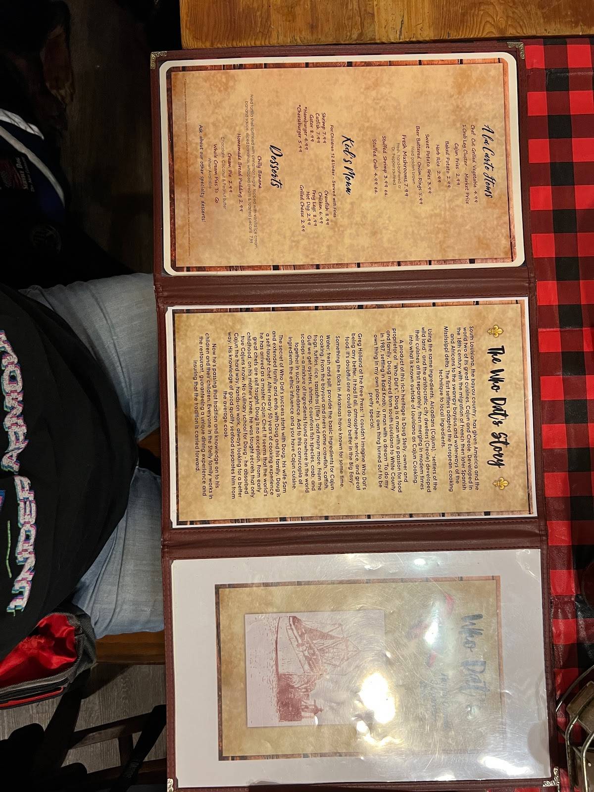 Menu at Who Dat's Cajun Restaurant, Bald Knob