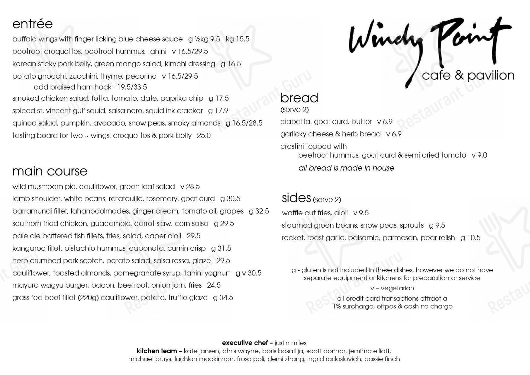 Menu at Windy Point Restaurant, Belair, Windy Point Lookout