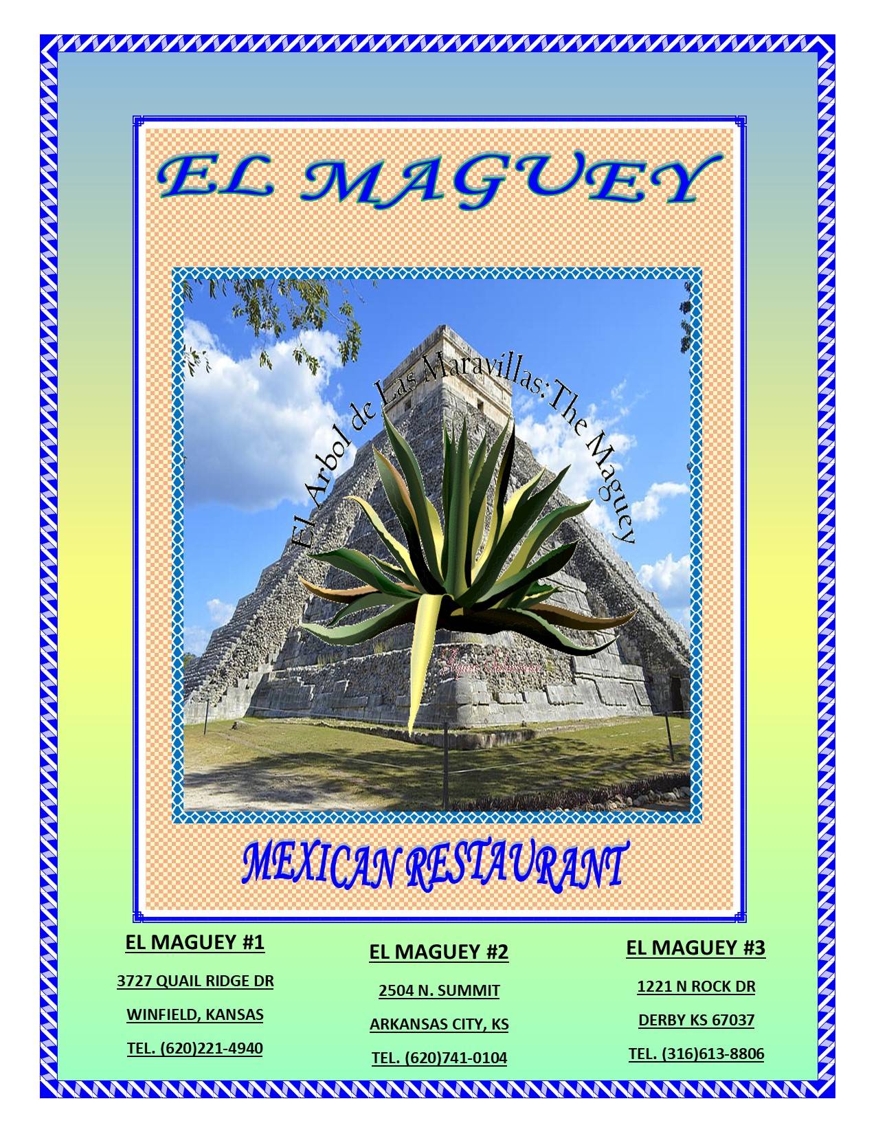 Menu at El Maguey restaurant, Winfield, Quail Ridge Dr