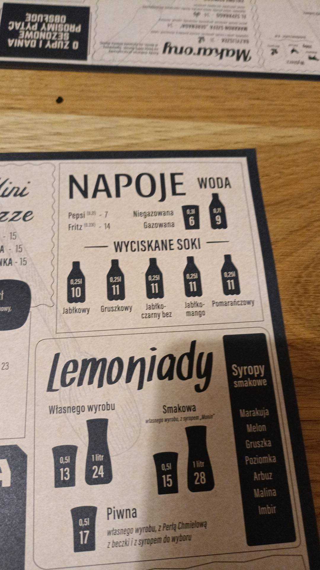 Menu at Chill'i restaurant, Wronki