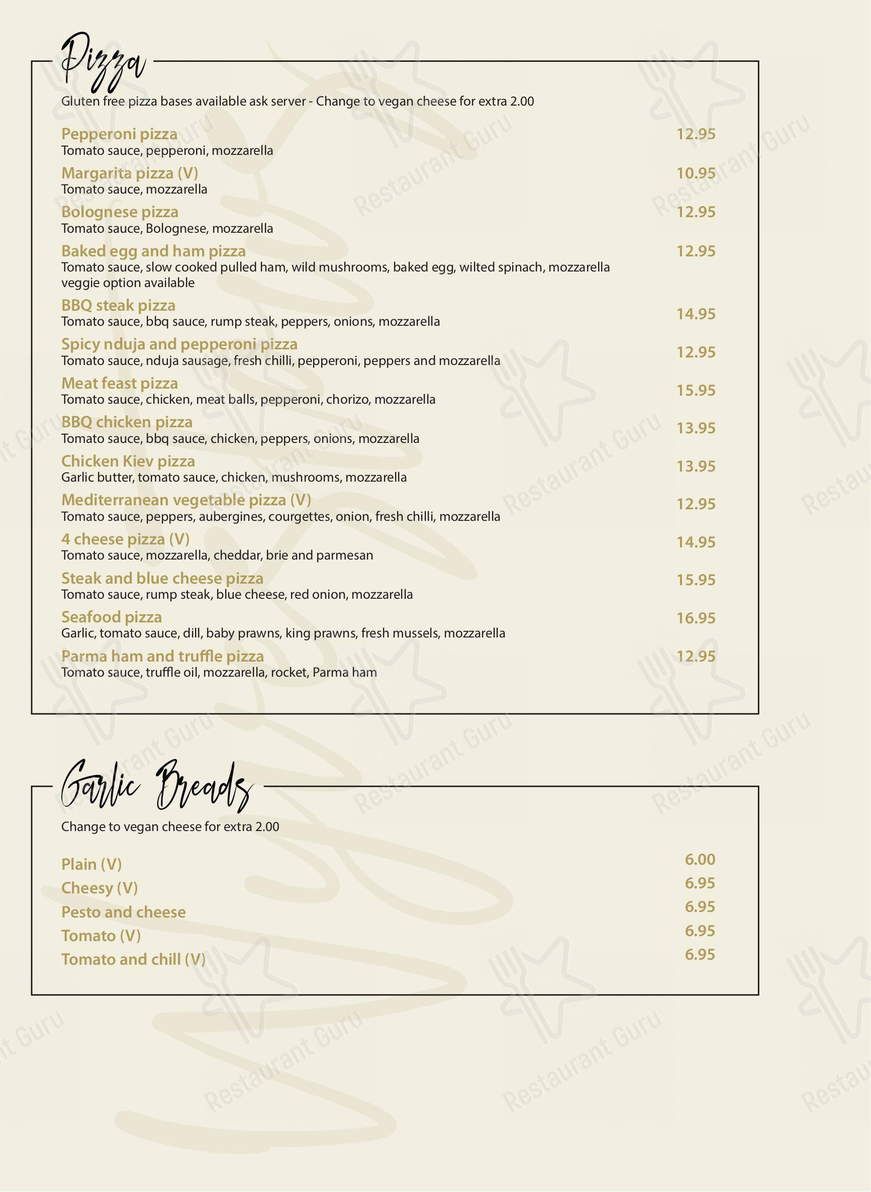 Menu at Wyvestow's Bar & Bistro, South Shields