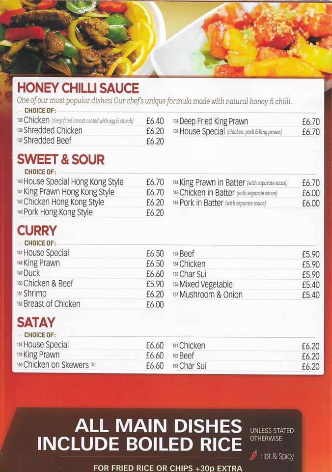 Menu at Yan Yan Chinese Take Away restaurant, Glasgow