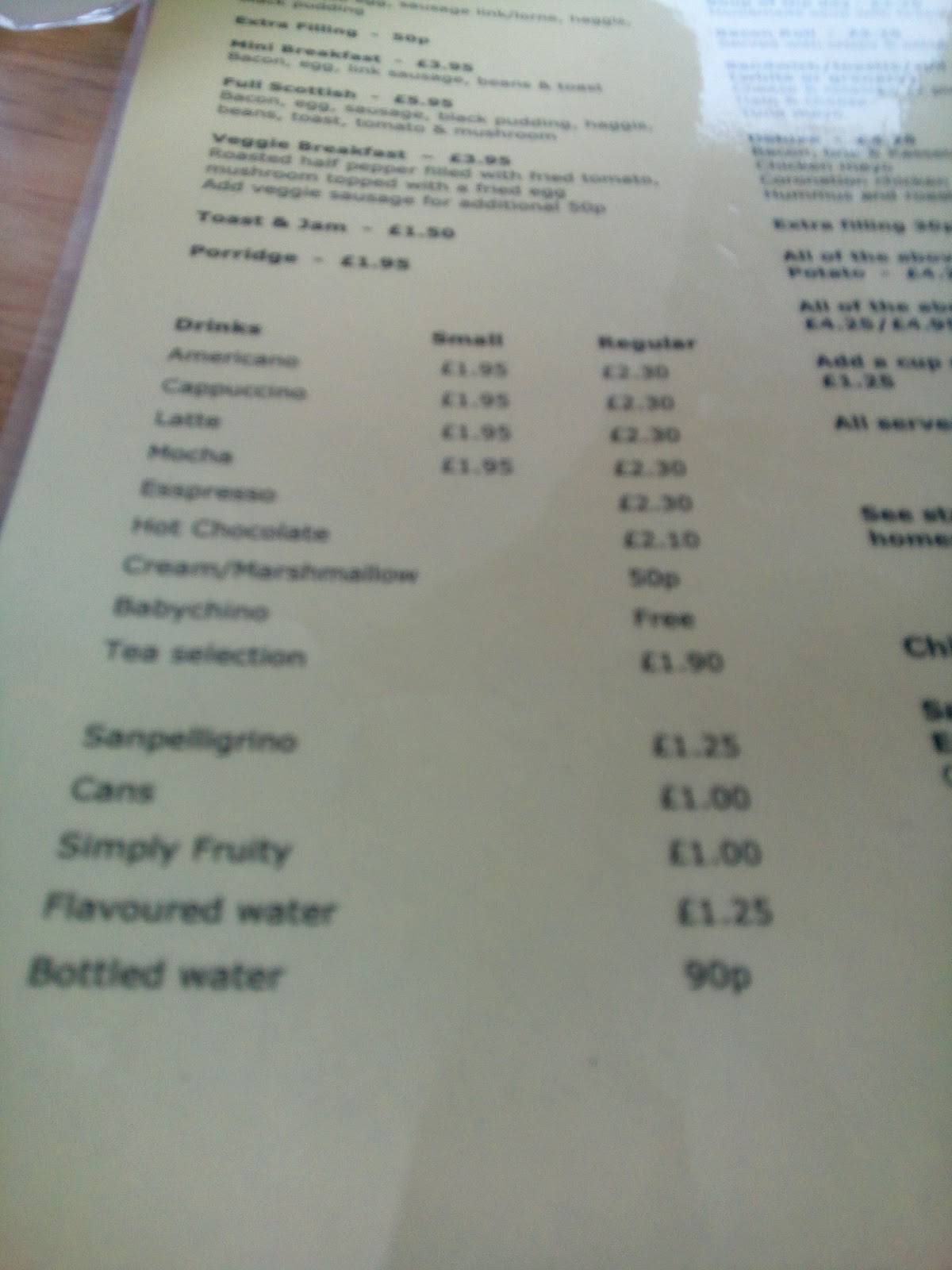 Menu at Yellow Coloured Cafe ltd, Rosyth