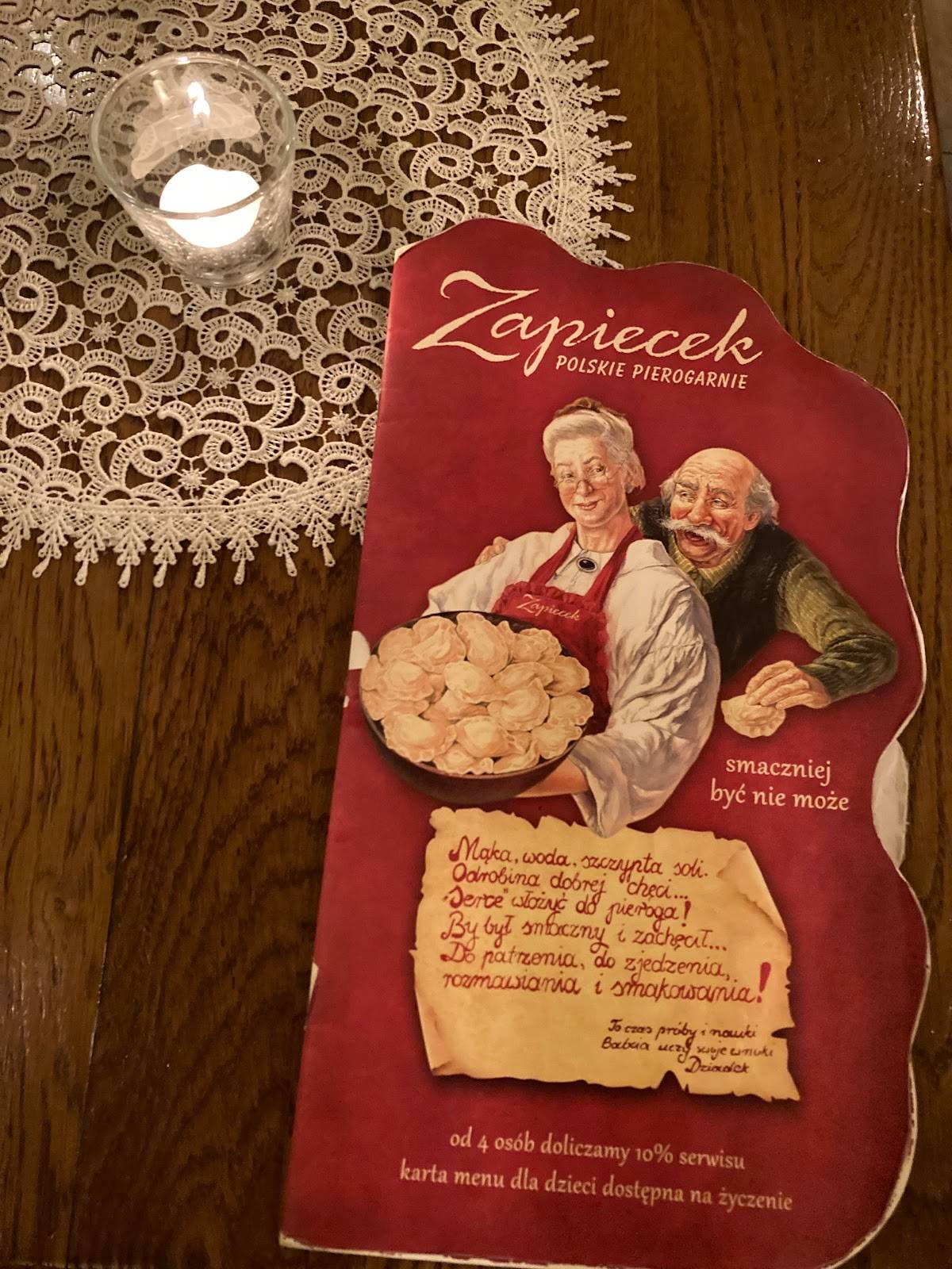 Menu at Zapiecek restaurant, Warsaw, Nowy Świat 64