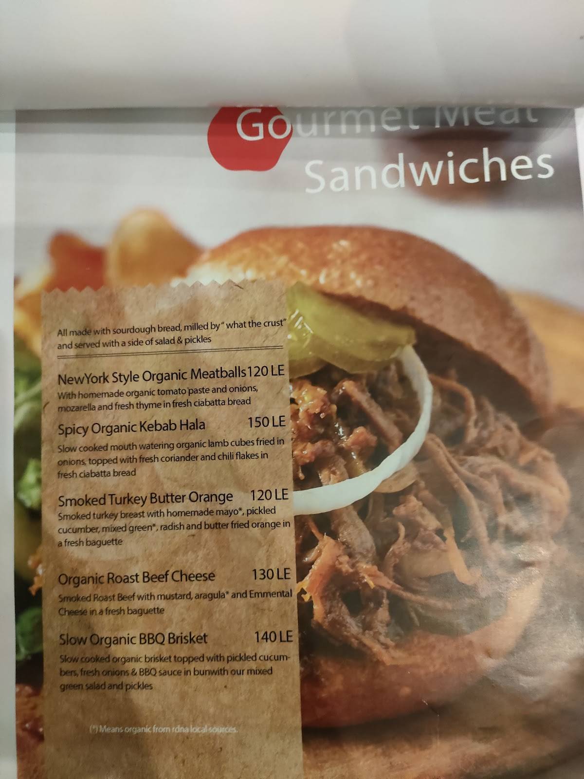 Menu at KMT house restaurant, Egypt