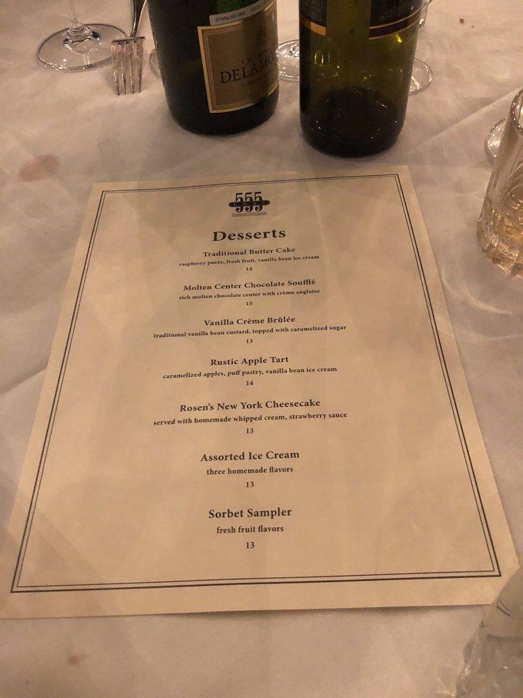 Menu at 555 East American Steakhouse, Long Beach