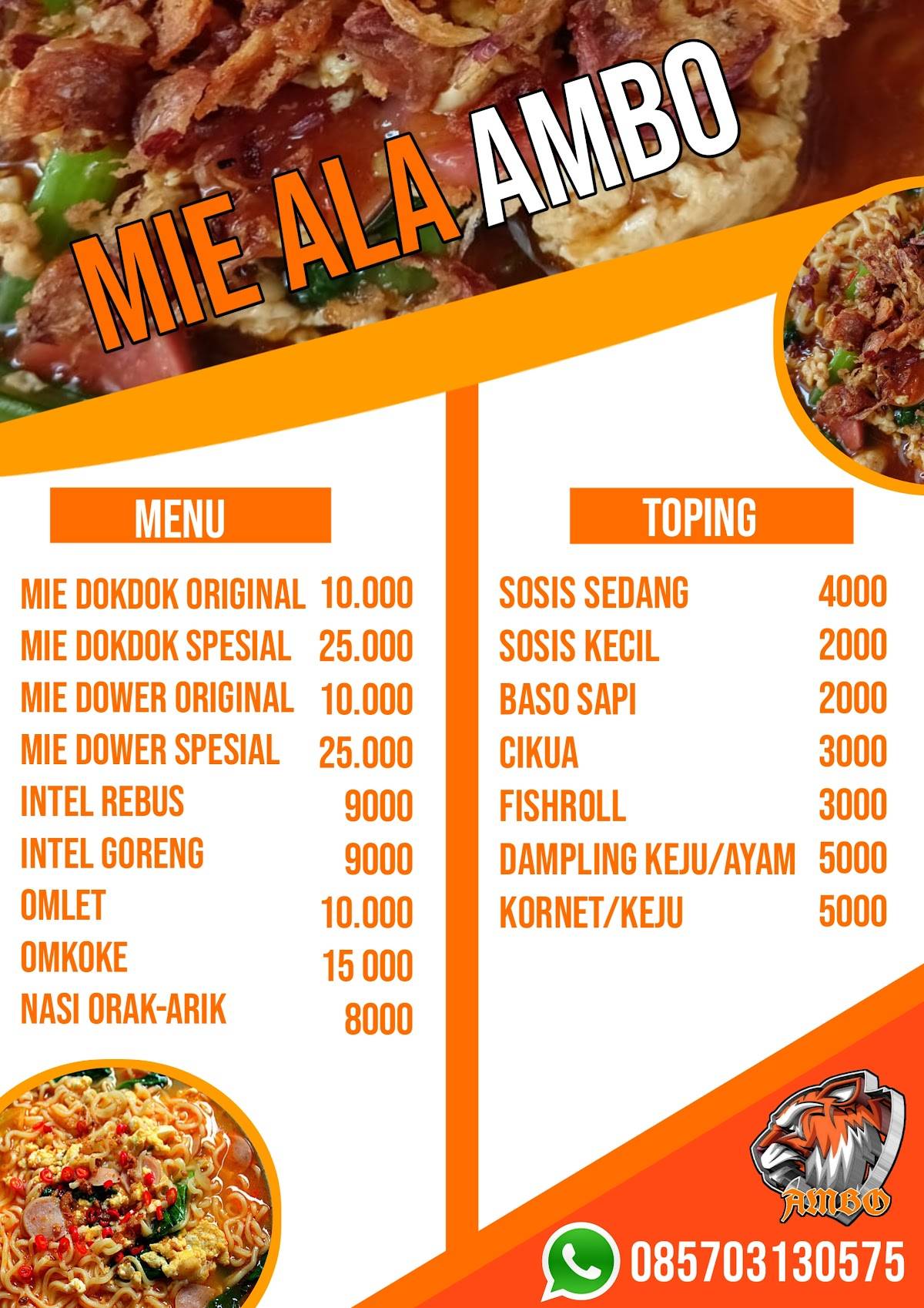 Menu at AMANDA FOOD restaurant, Susukanlebak