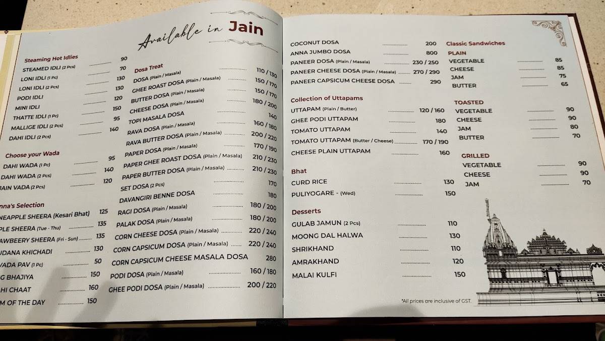 Menu at ANNA Idli, Mumbai, 3