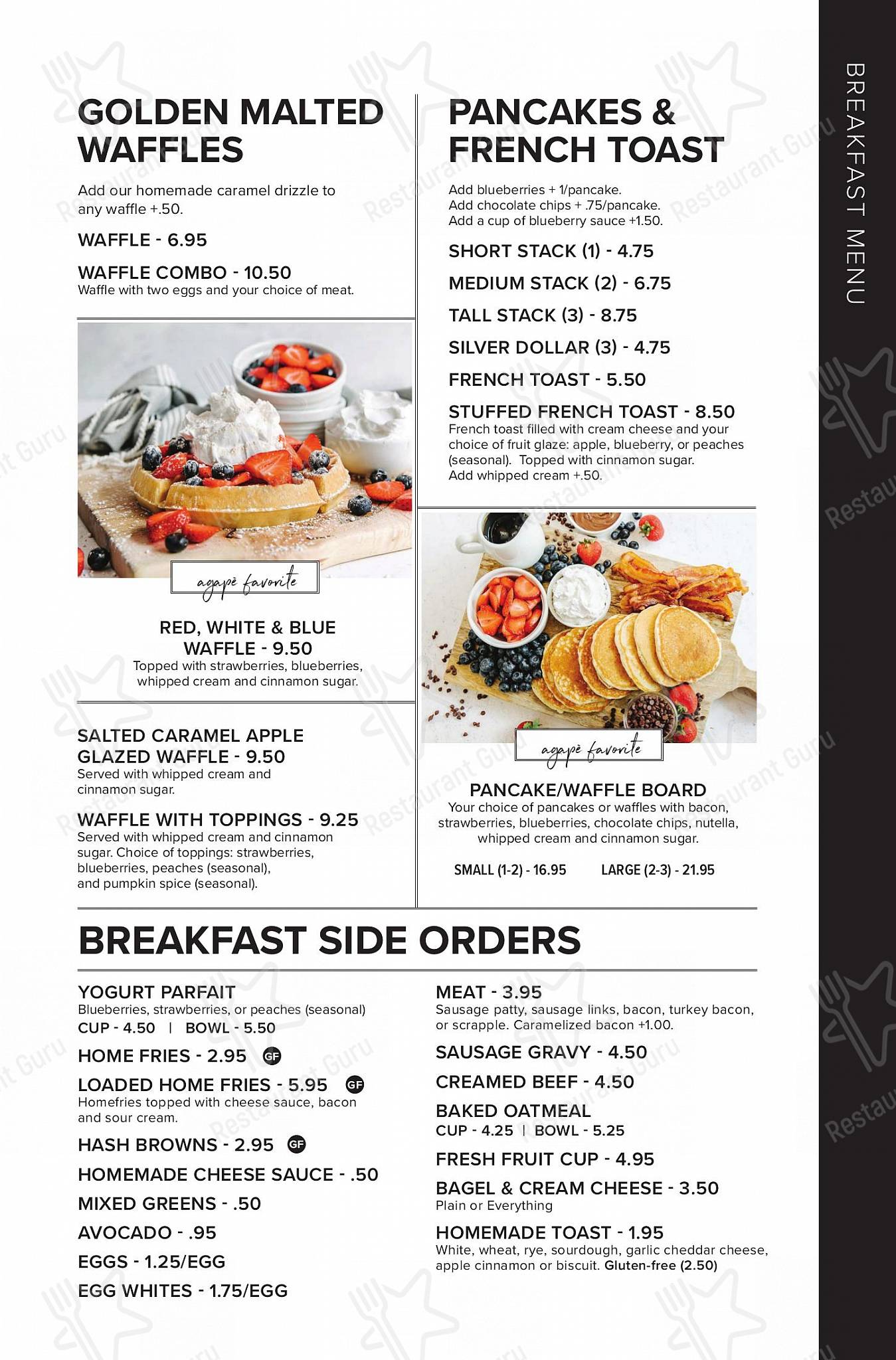 Menu at Agapē Cafe & Grille, Strasburg