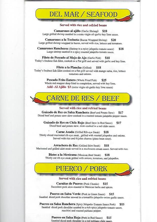 Menu at Agave Restaurant, Saint Pete Beach, Gulf Blvd