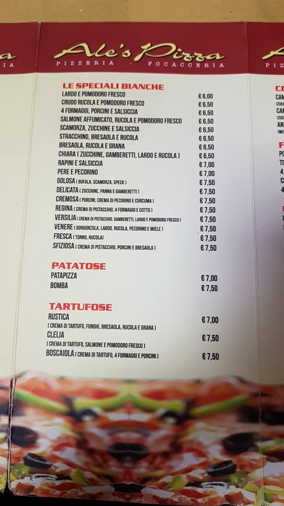 Menu da Pizzeria Ale'S Pizza, Marina di Massa