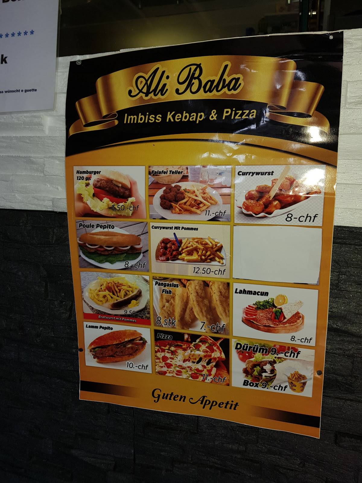 Carta de Alibaba Imbiss, Wattwil
