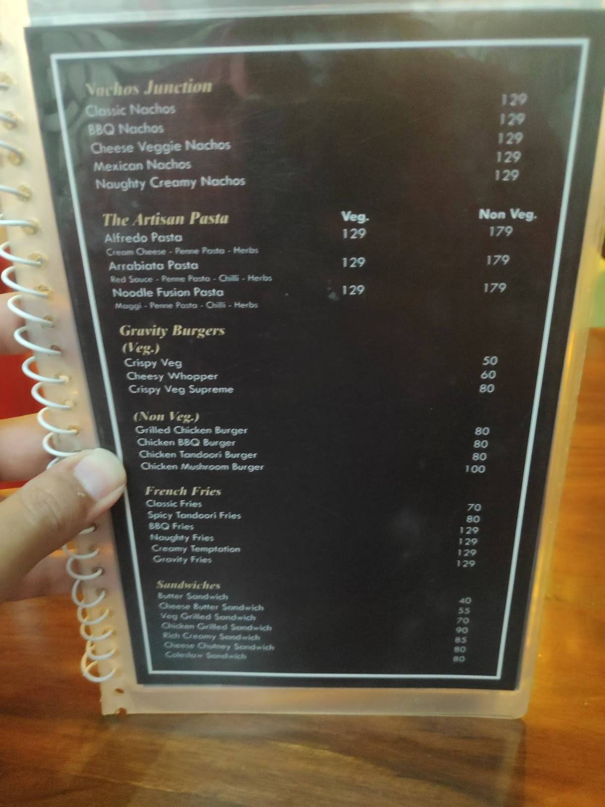 Menu at Gravity Gaming Cafe, Aligarh