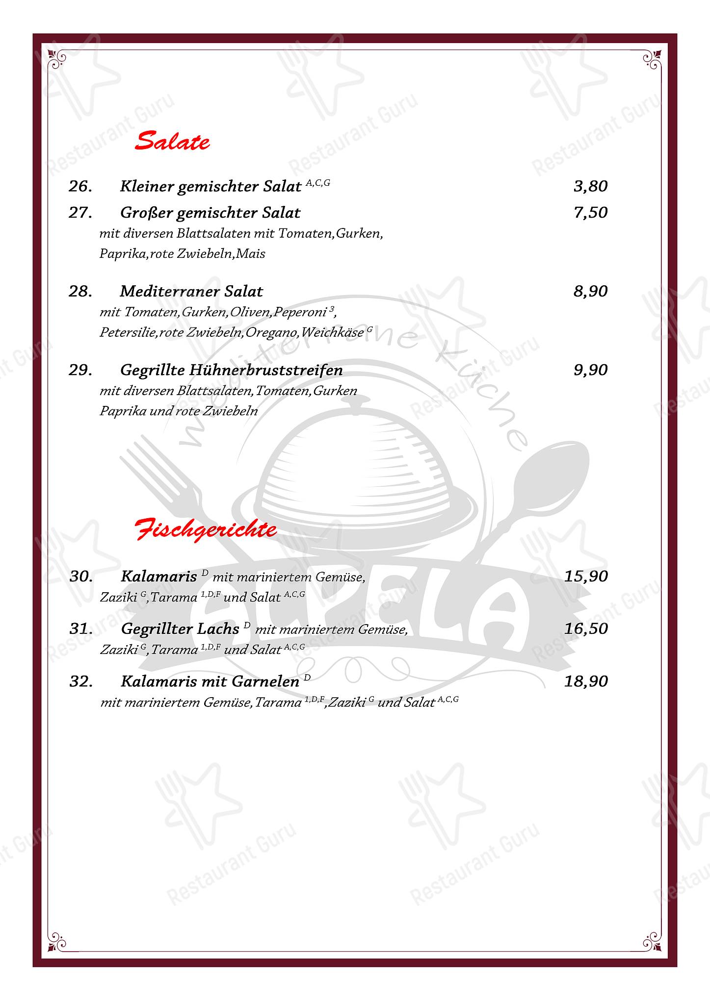 Speisekarte von Alpela Restaurant, Gehrden, Stadtweg 5A