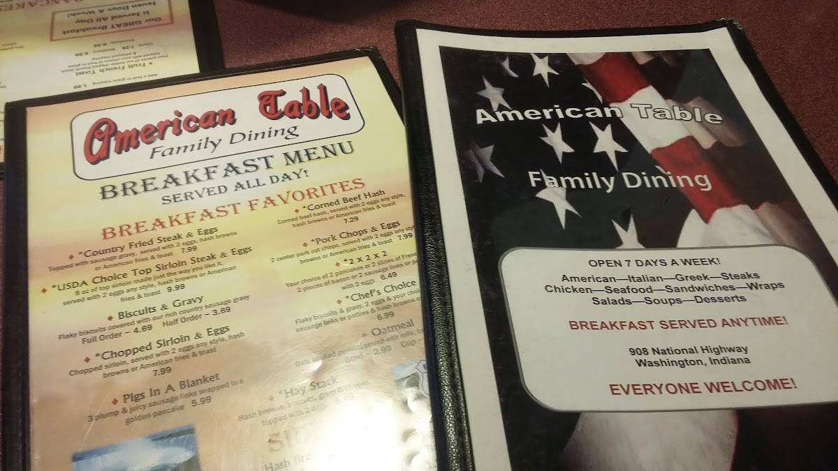 Menu at American Table Family Restaurant, Washington