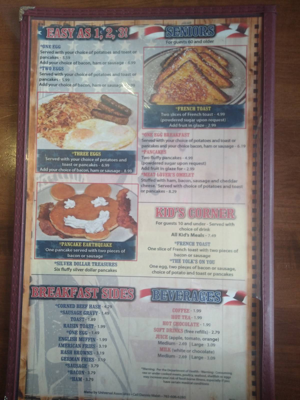 Menu at American Table Family Restaurant, Washington