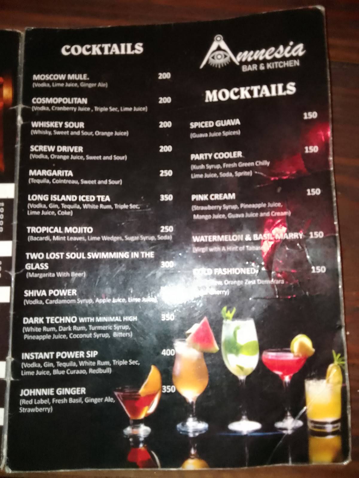 Menu at Amnesia Bar and Kitchen, Vagator