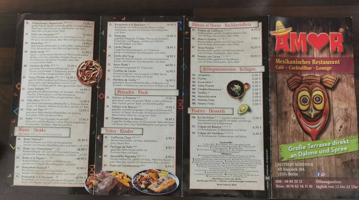Speisekarte von Amor Restaurant - Altstadt Köpenick, Berlin