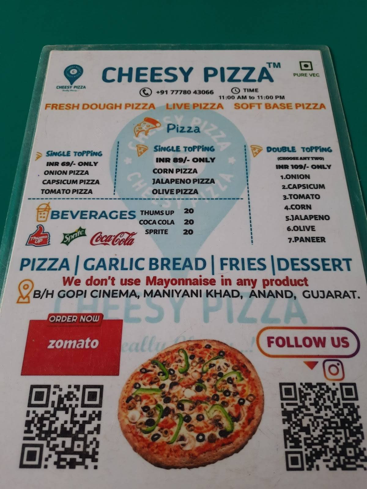 Menu at CHEESY PIZZA, Anand