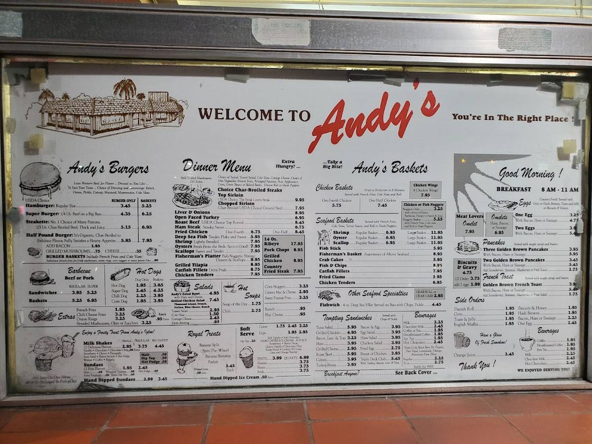 Menu at Andy's igloo Drive-In Restaurant, Winter Haven