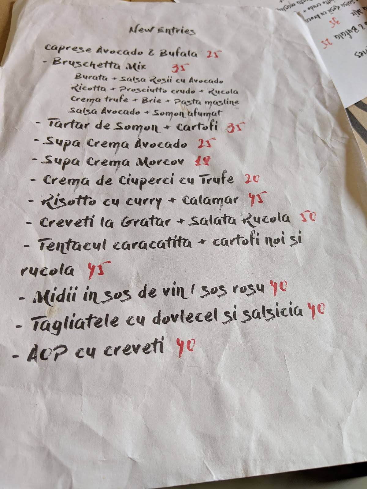 Menu at Animaletto Pizza Bar, Bucharest