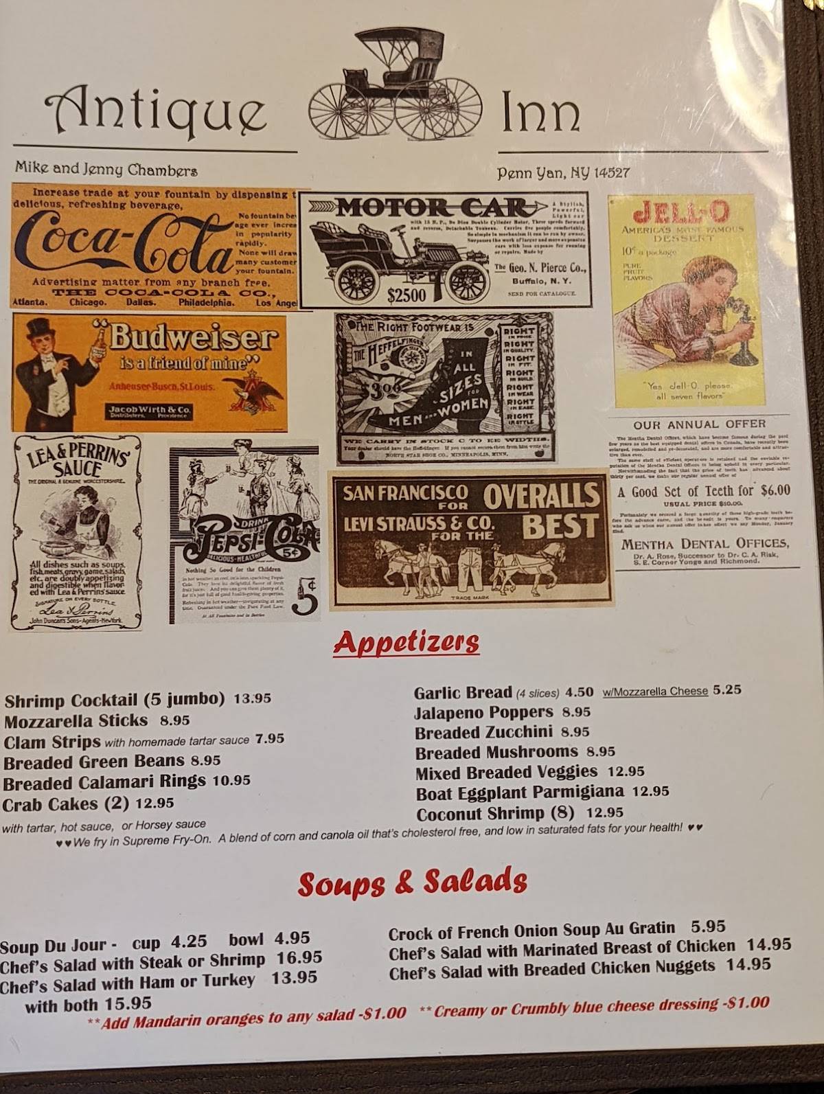 Menu at Antique Inn restaurant, Penn Yan, NY-54A
