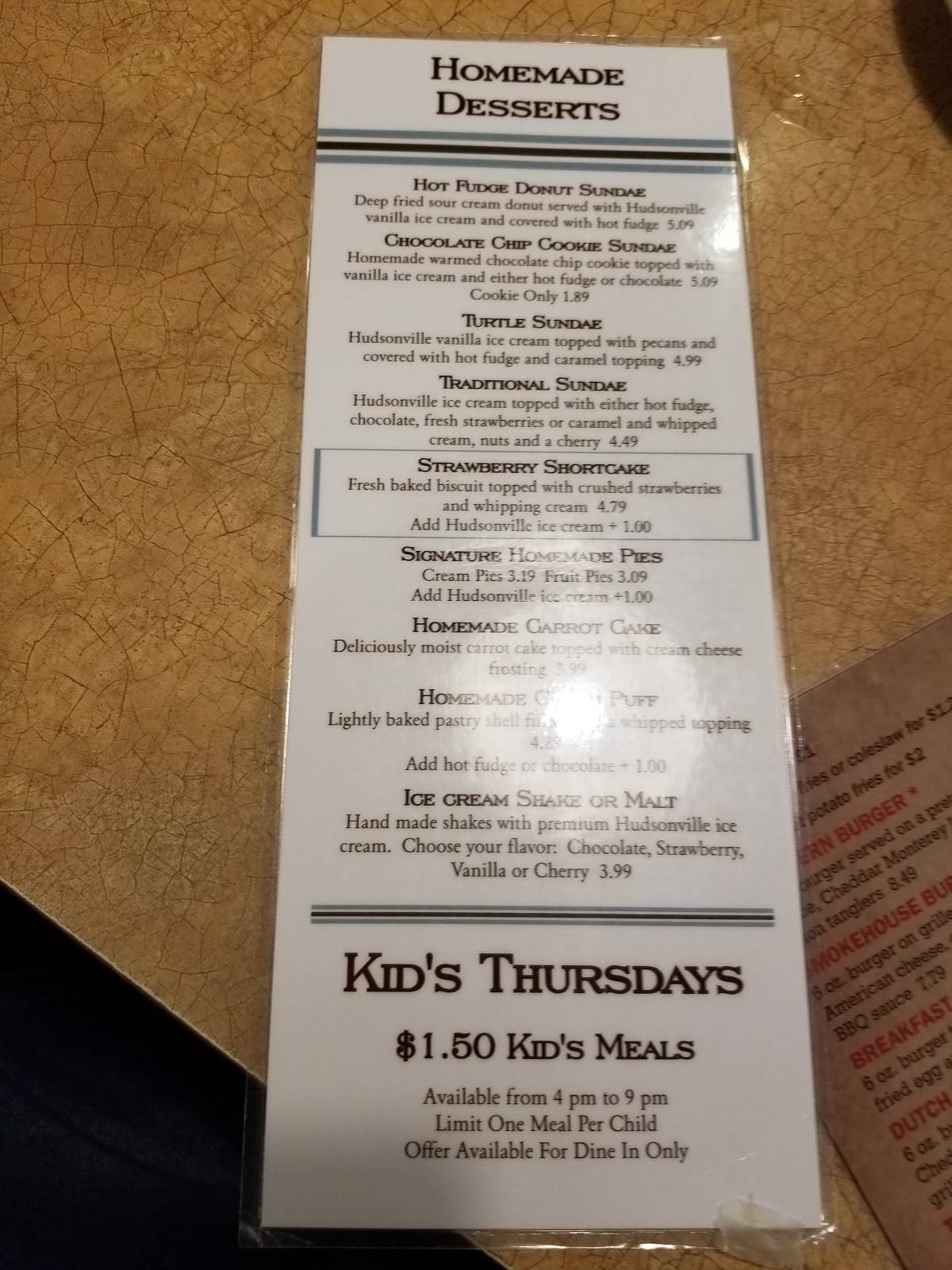 Menu at Arrows Restaurant, Hudsonville, 32nd Ave