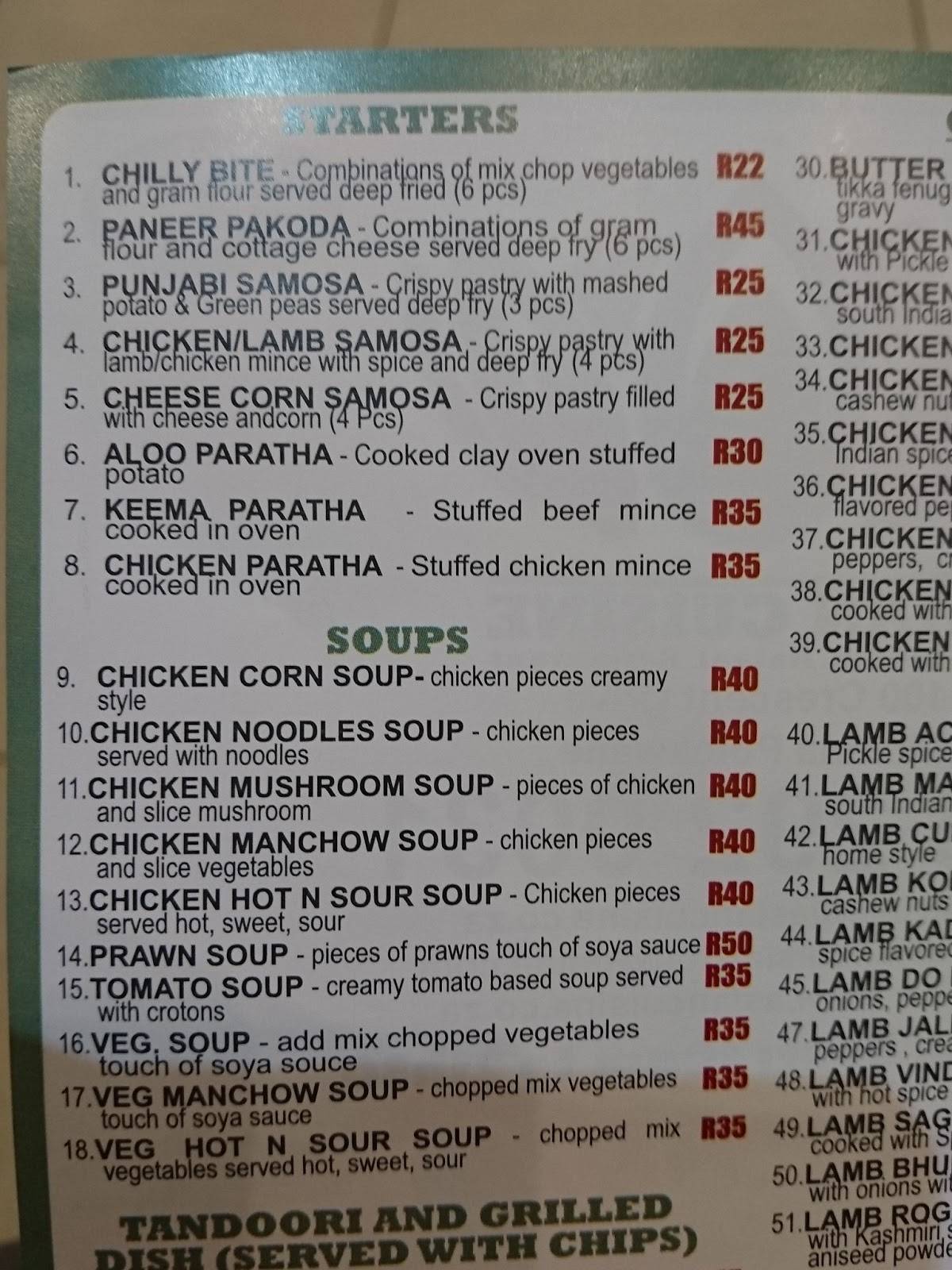 Menu at Asian Cuisine Nirvana restaurant, Polokwane