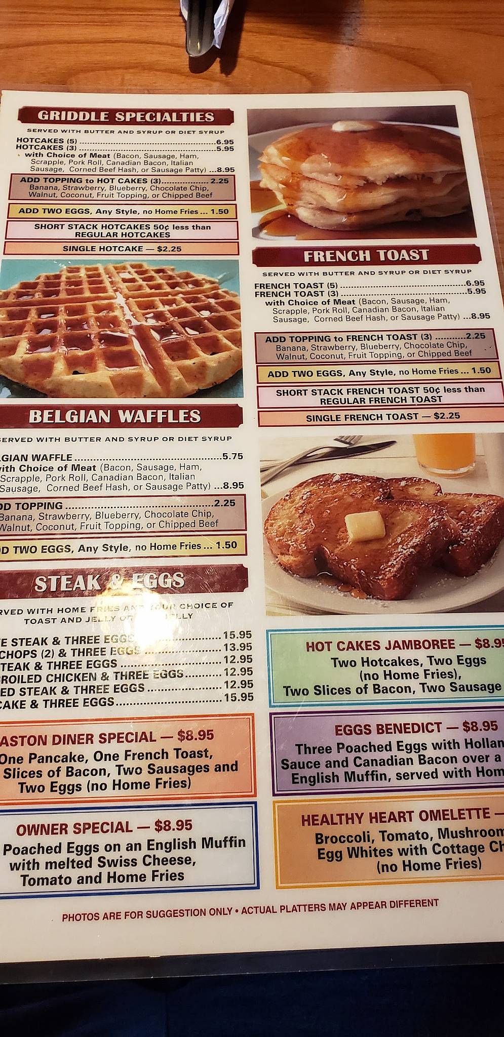 Menu at Aston Diner restaurant, Aston