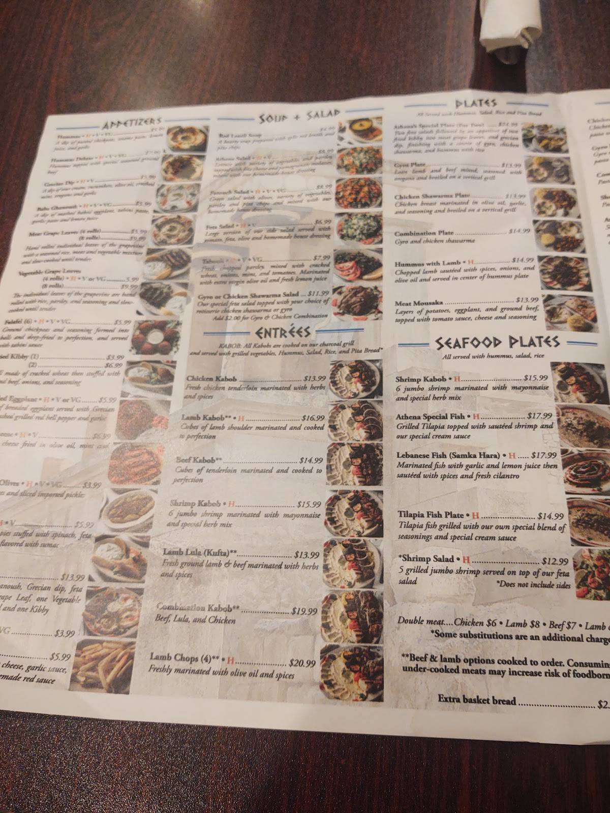 Menu at Athena Greek & Lebanese Grill restaurant, Shreveport