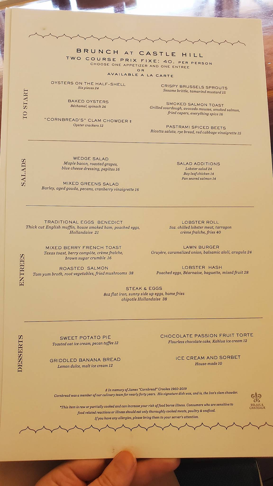 Menu at Aurelia at Castle Hill restaurant, Newport