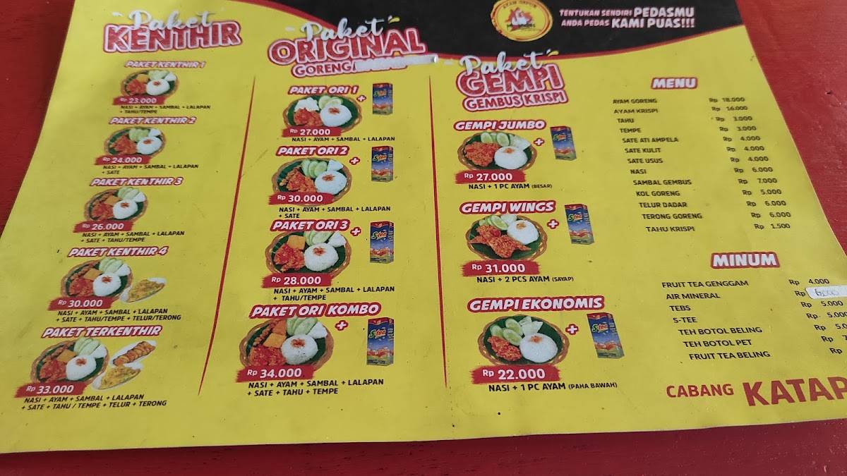 Menu at Ayam Gepuk Pak Gembus Katapang Bandung restaurant, Katapang