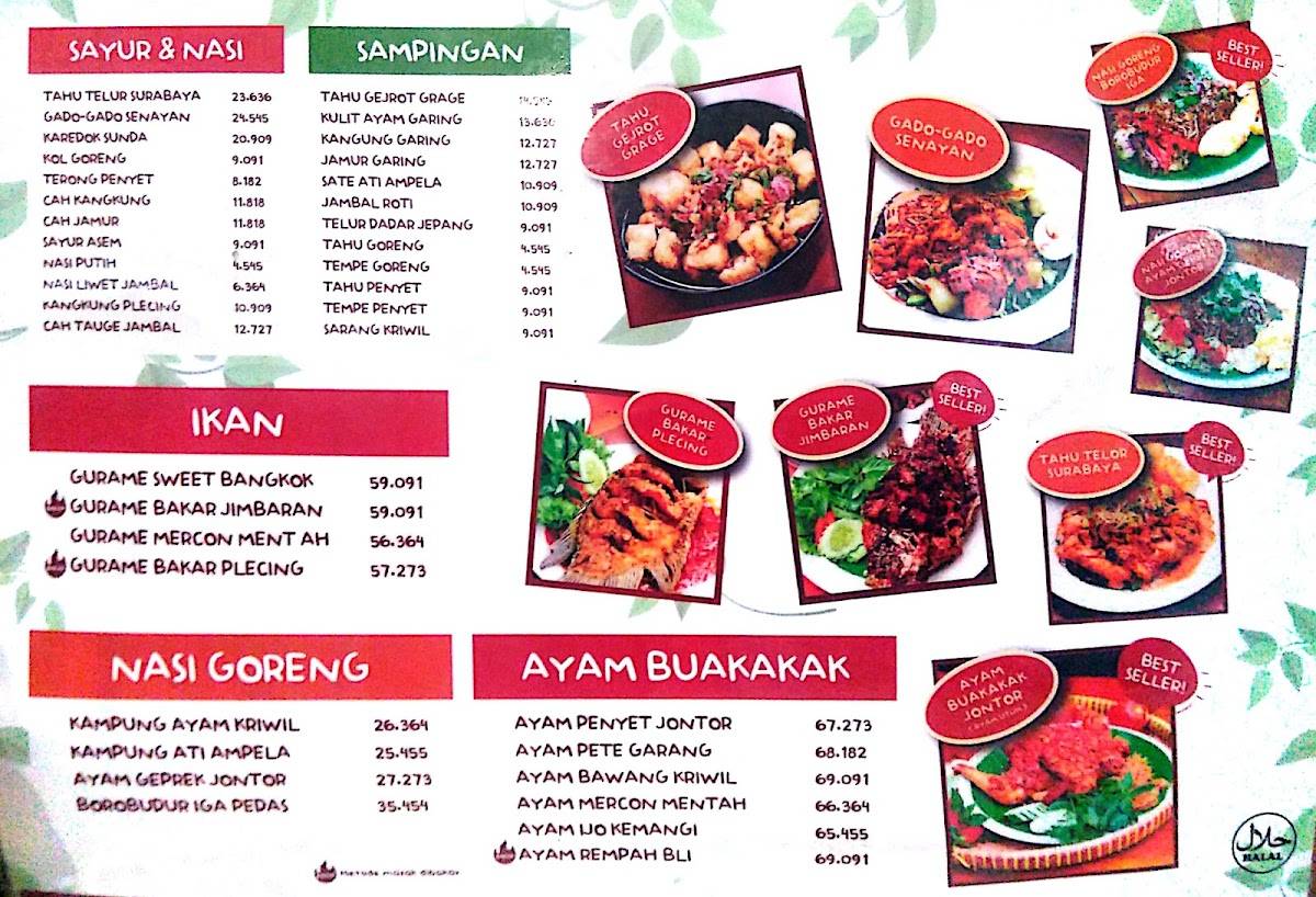 Menu at Ayam Kriwil - AK Cafe, East Jakarta, Jl. Balai Pustaka No.28