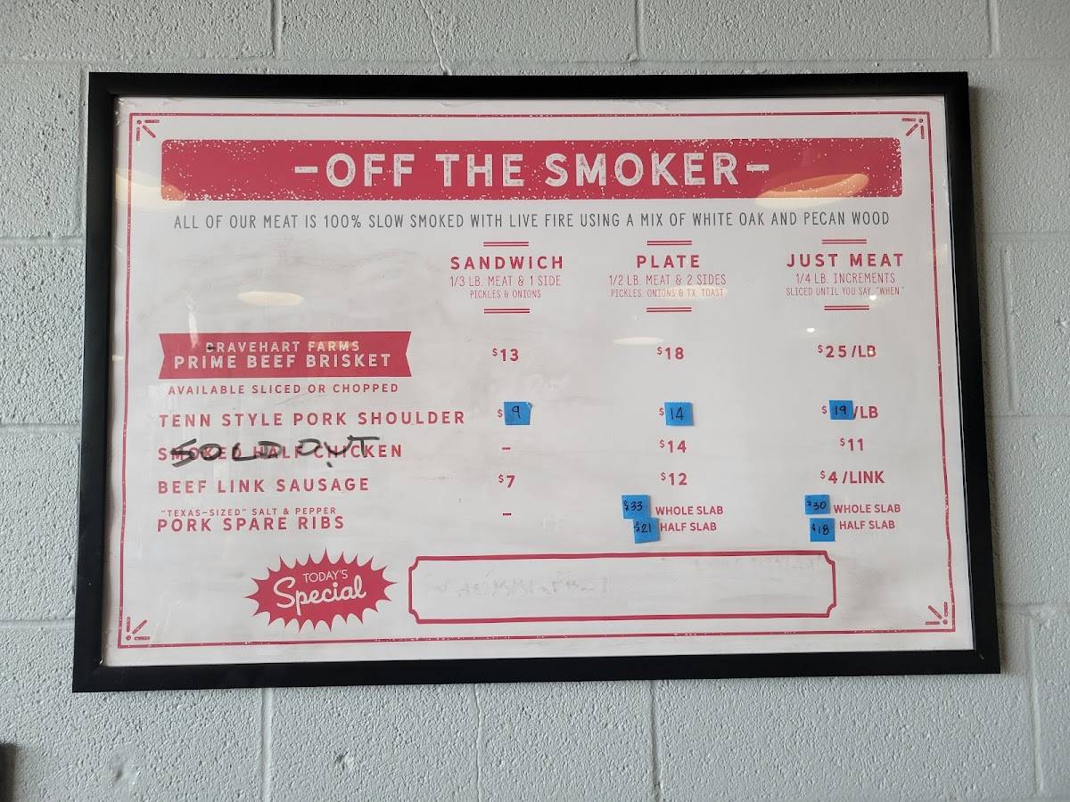 Menu at Shotgun Willie's BBQ, Nashville