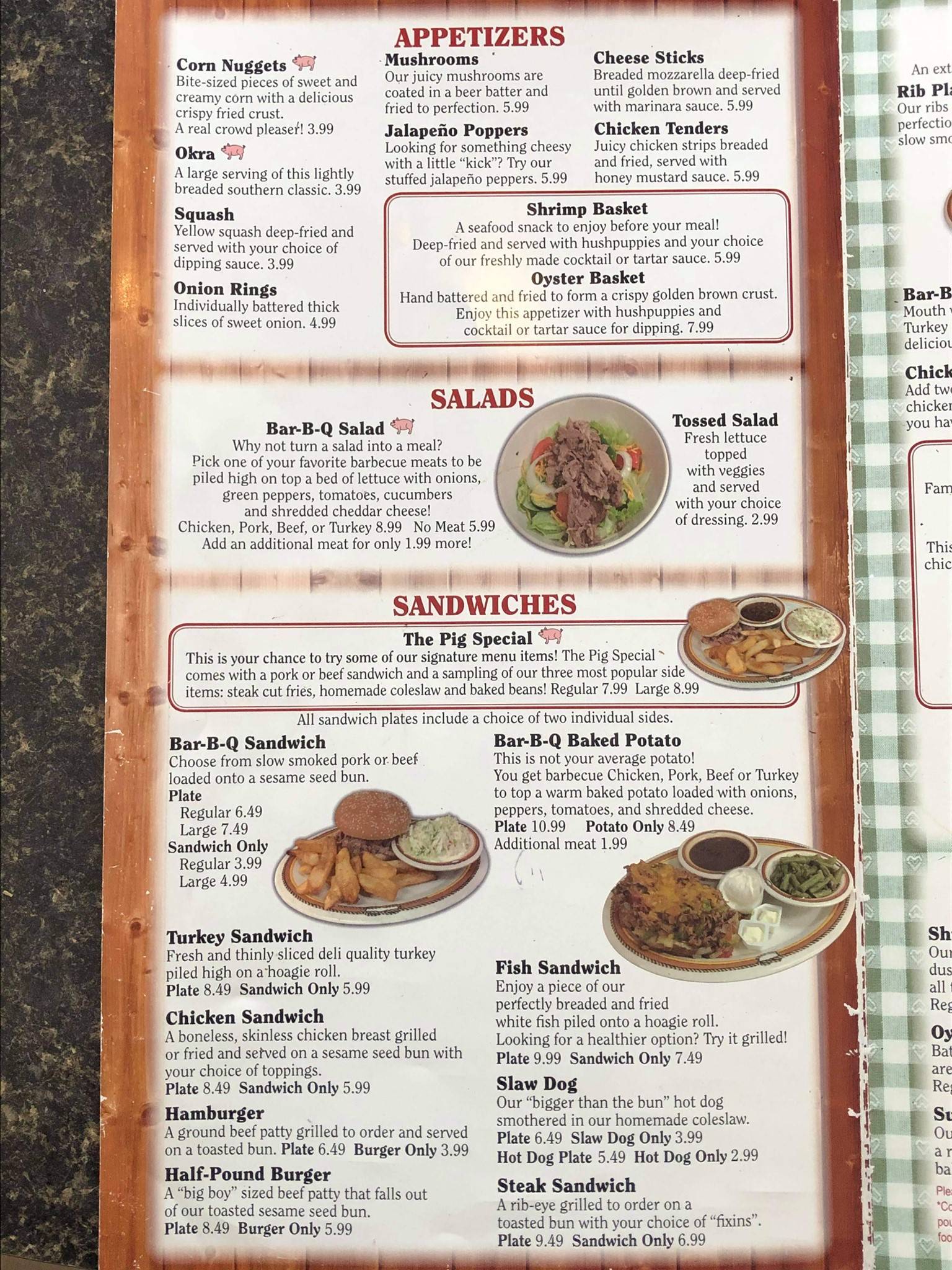 Menu at The Pig Bar-B-Q, Jacksonville, Lem Turner Rd