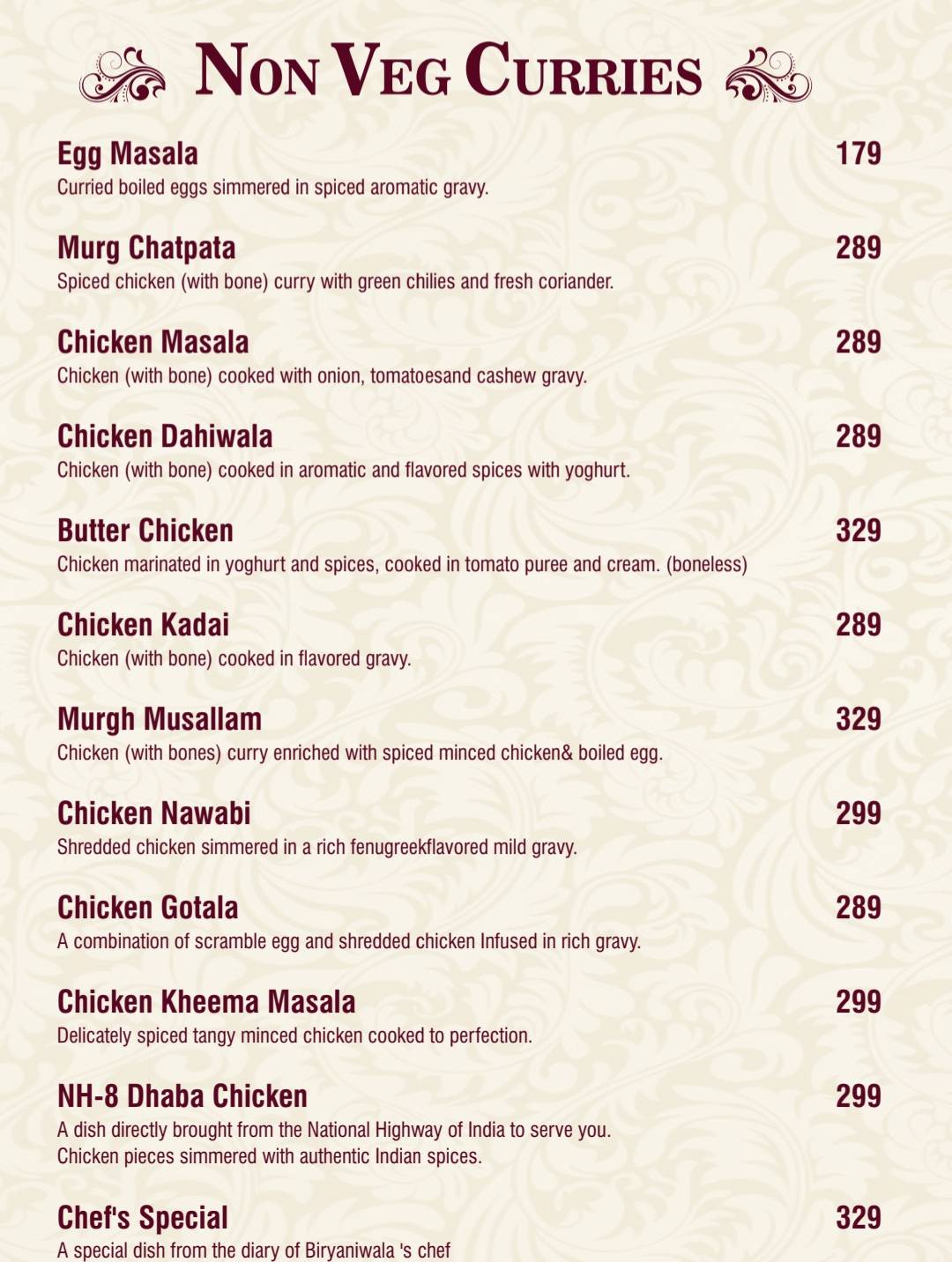 Menu at BIRYANIWALA ALKAPURI, Vadodara