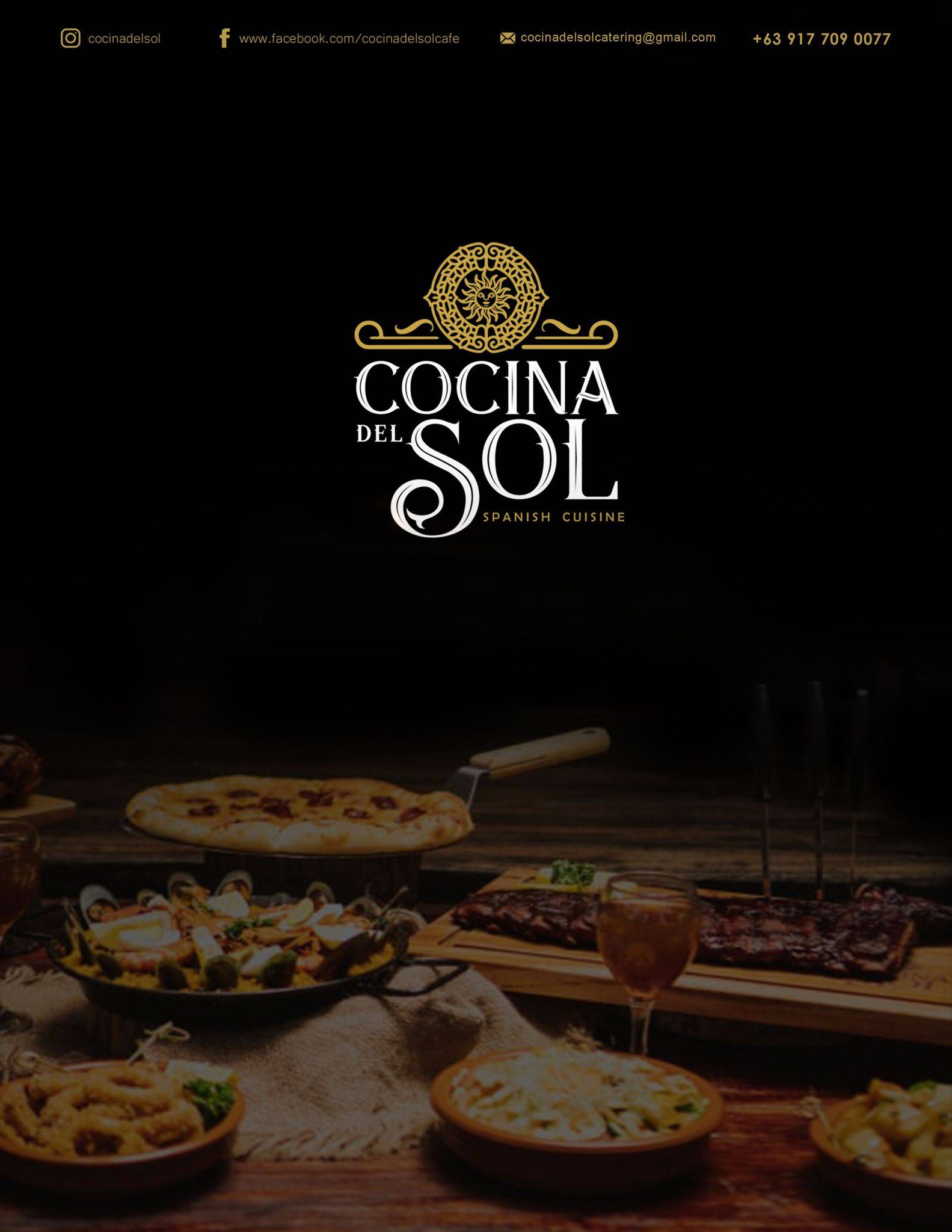 Menu at Cocina del Sol restaurant, Baguio