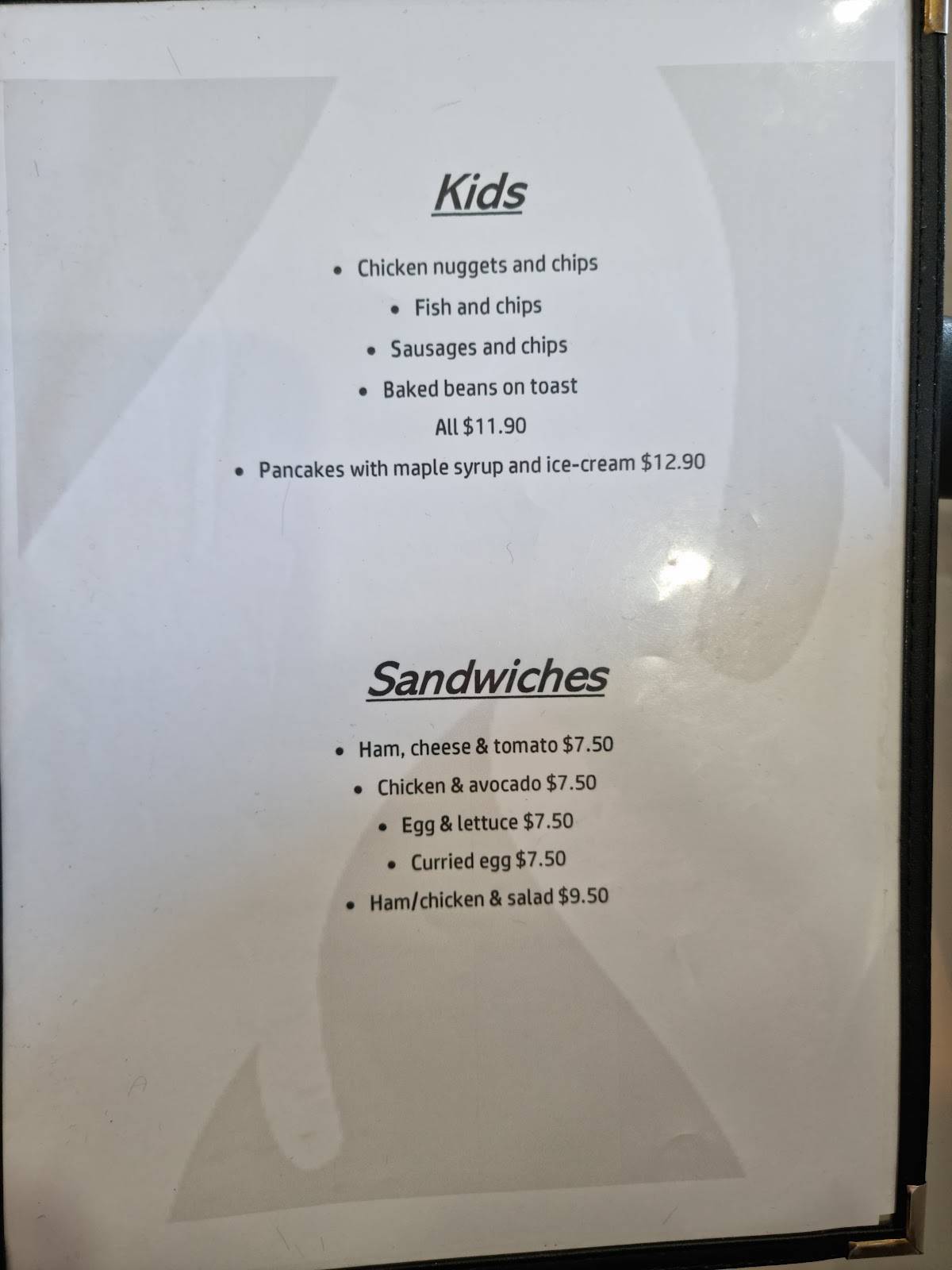 Menu at Phoenix Food & Coffee cafe, Bairnsdale