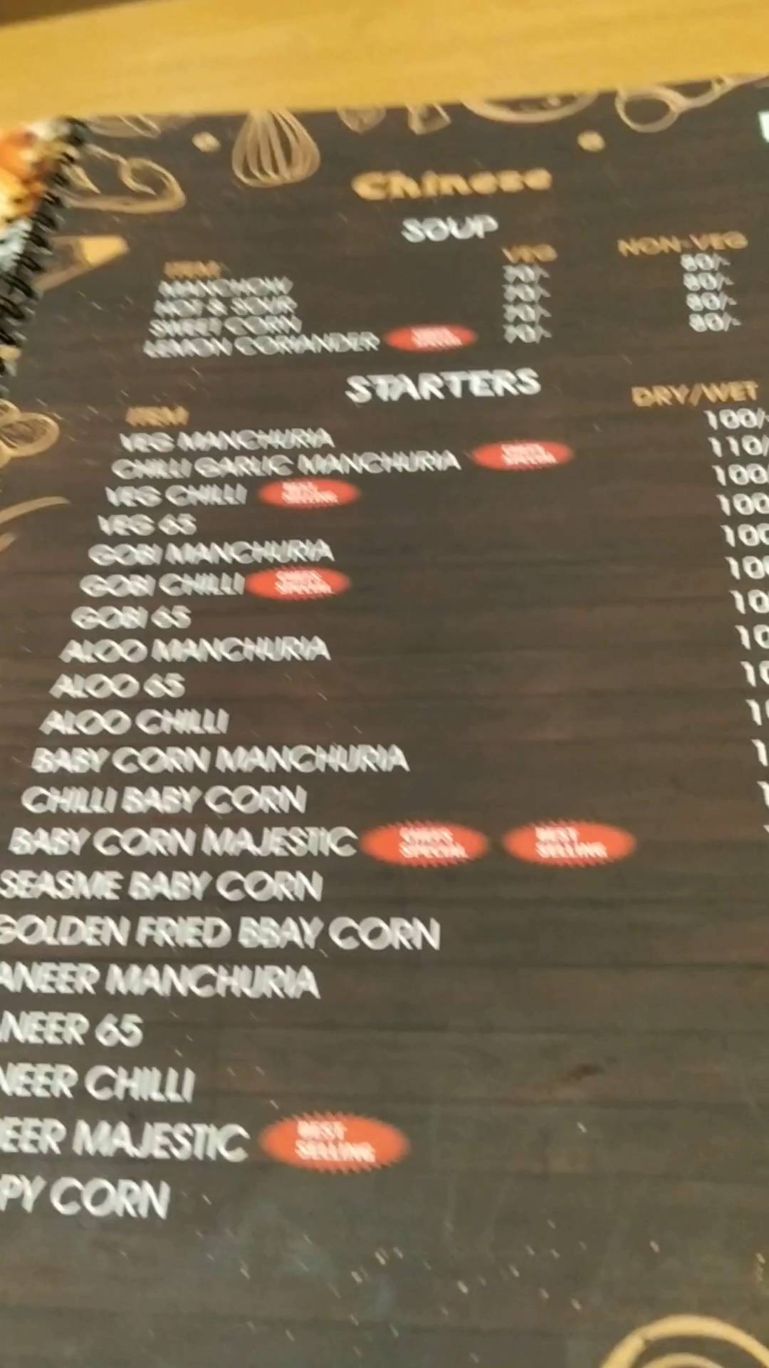 Menu at Baker’s Heaven, India