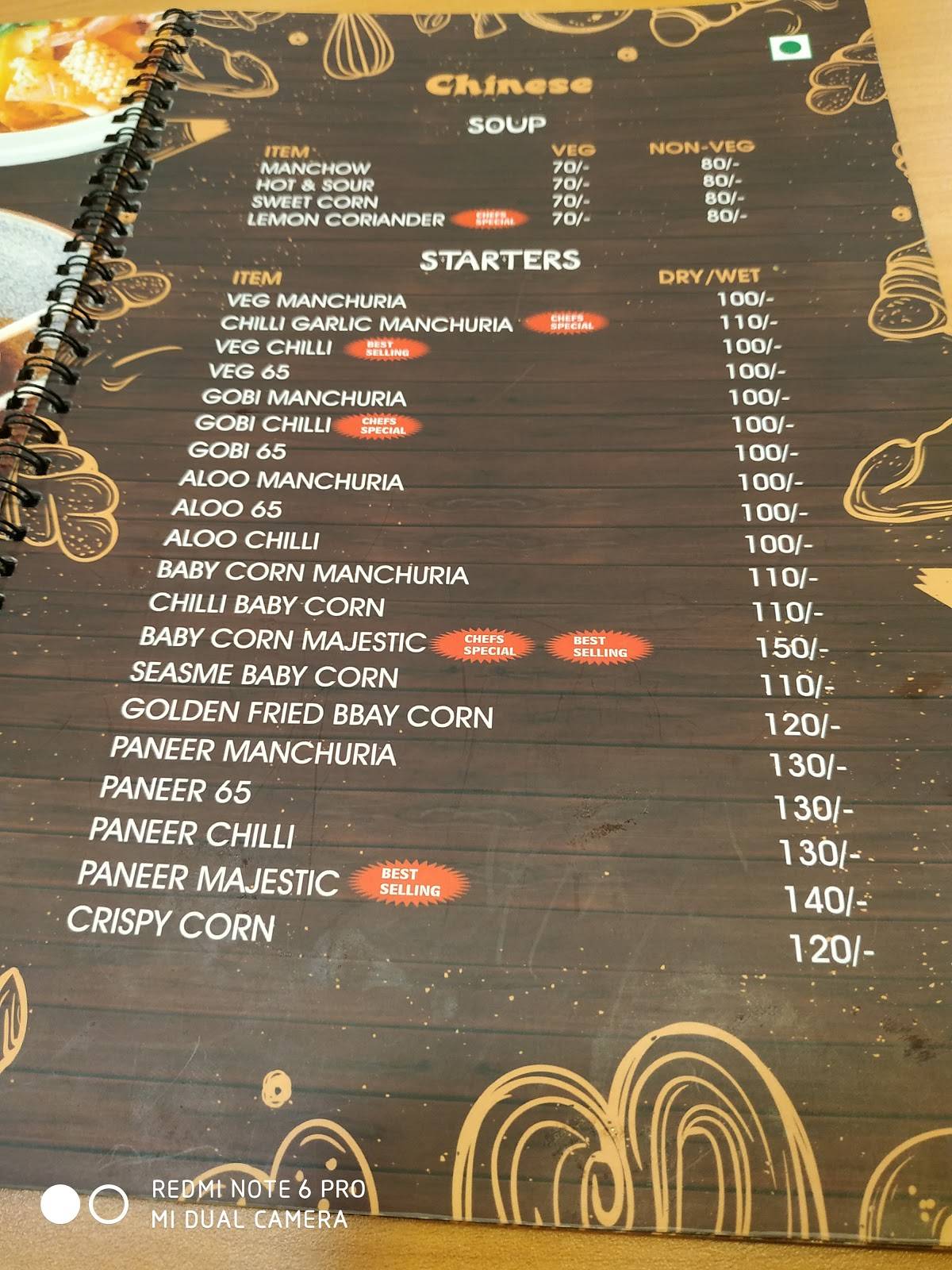 Menu at Baker’s Heaven, India