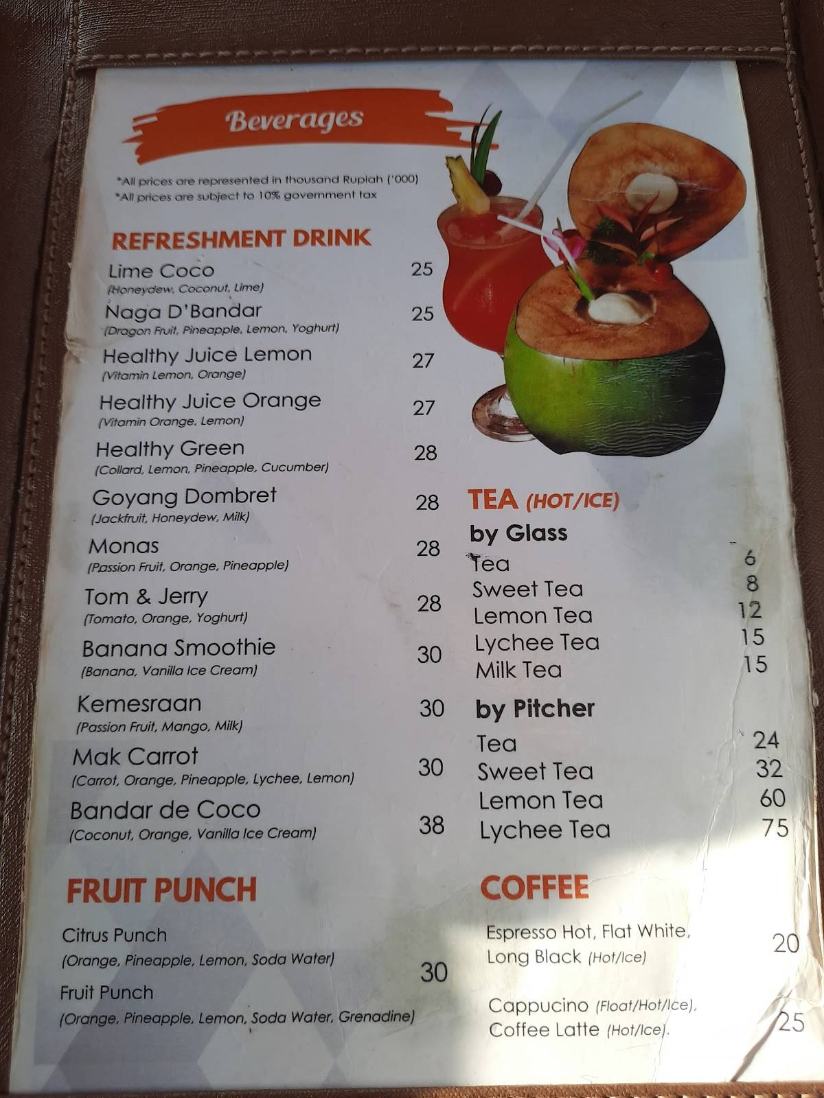 Menu at Bandar Djakarta restaurant, Jakarta, Jl. Pantai Indah No.7