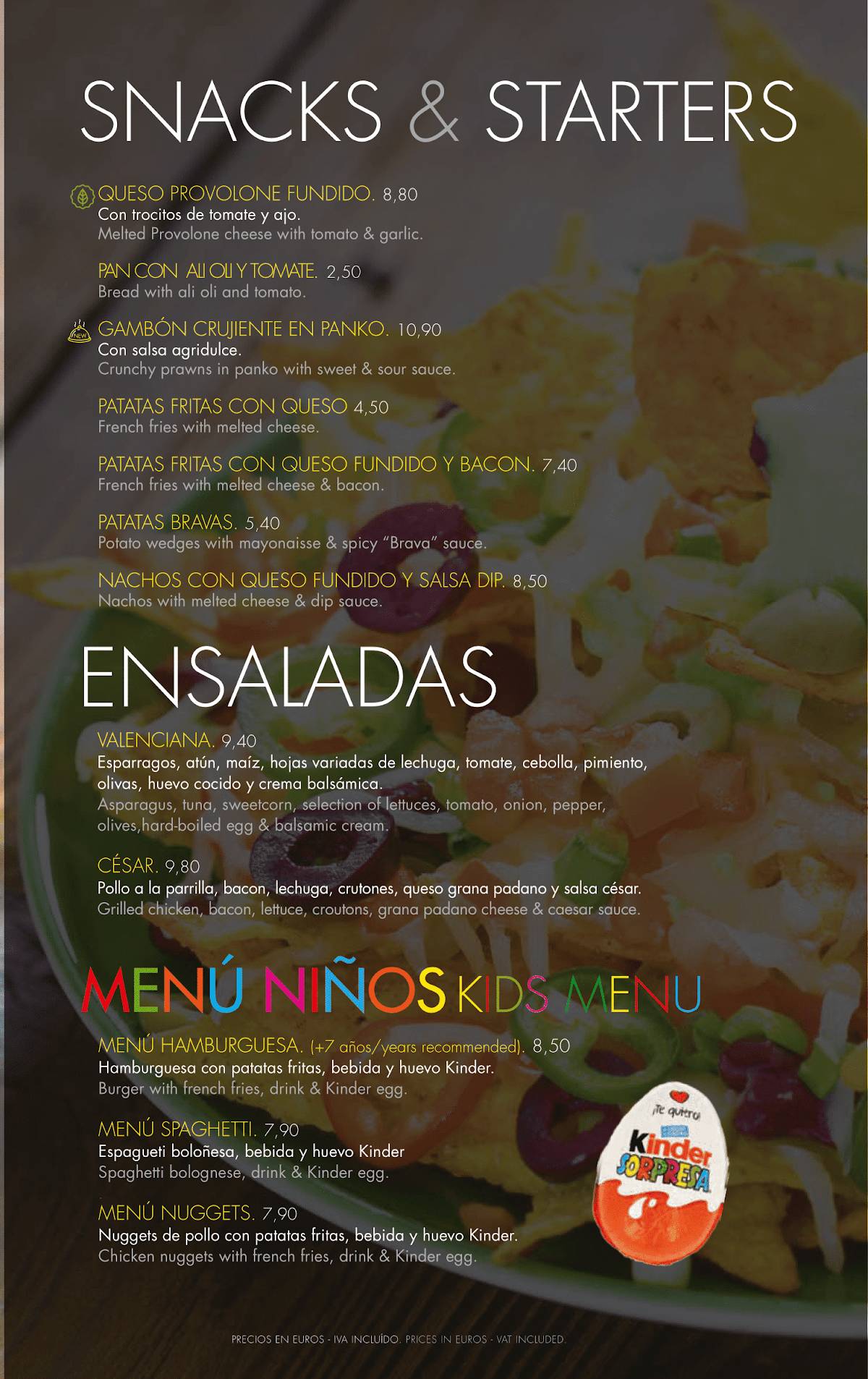 Menu at Bar restaurante TANGO., Calp, Av. Juan Carlos I